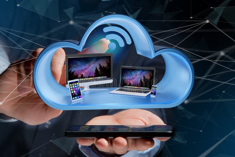 Devices Like Smartphone, Tablet or Computer Displayed in a Cloud Stock ...