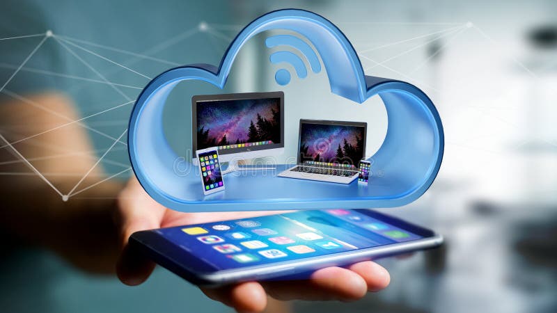 Devices Like Smartphone, Tablet or Computer Displayed in a Cloud Stock ...
