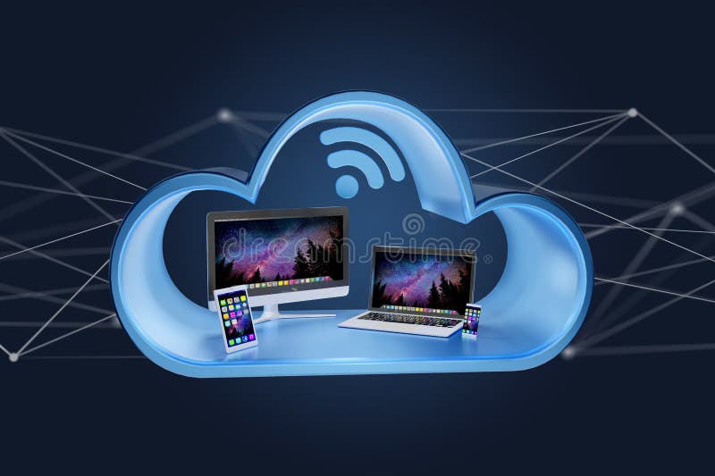 Devices Like Smartphone, Tablet or Computer Displayed in a Cloud Stock ...