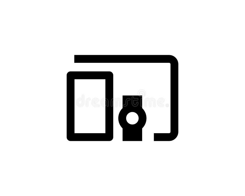 Devices Line Icon. Laptop, Smartphone, Hand Watch. Vector on Isolated ...