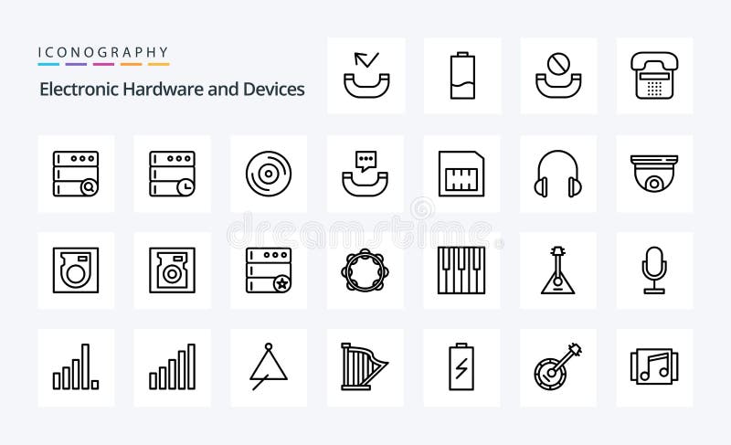 25 Devices Line icon pack stock vector. Illustration of favorite ...