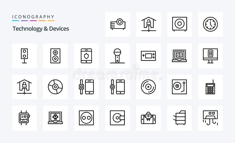 25 Devices Line icon pack stock vector. Illustration of smart - 264531233