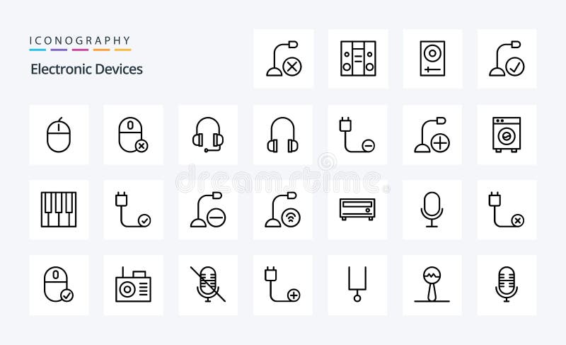25 Devices Line icon pack stock vector. Illustration of power - 264533939