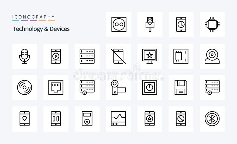 25 Devices Line icon pack stock vector. Illustration of server - 264554589