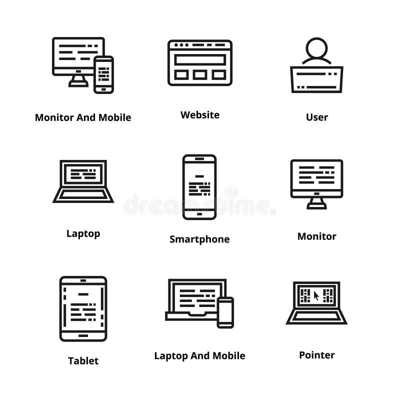 Devices Line Icon stock illustration. Illustration of screen - 105853877