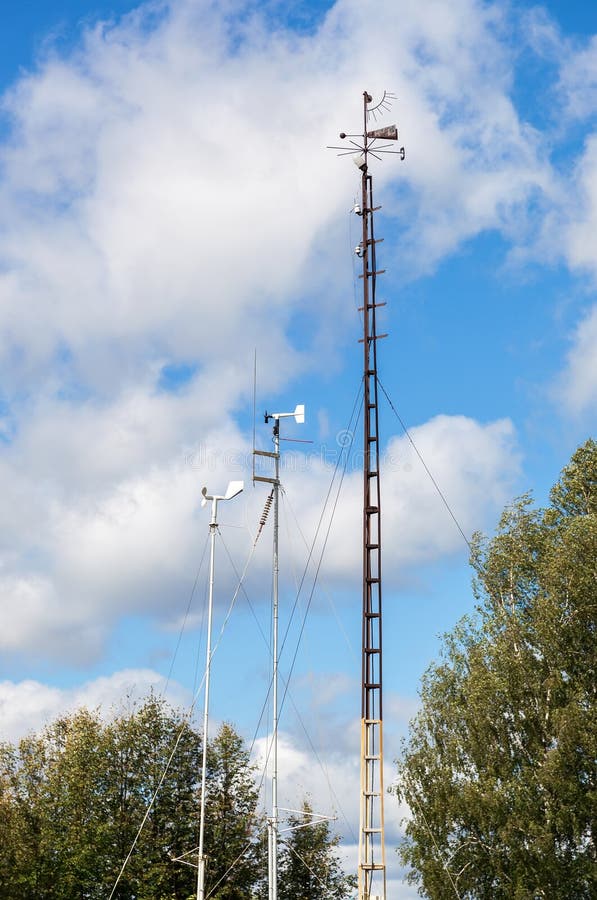 Meteorological Devices on Roof Stock Photo - Image of intensity ...