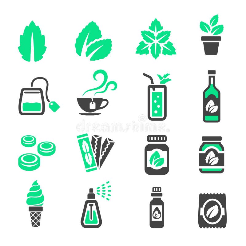 Mint icon set stock vector. Illustration of cool, glass - 136574673