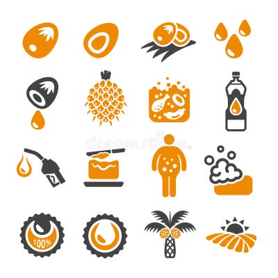 Palm oil icon set stock vector. Illustration of natural - 136574683