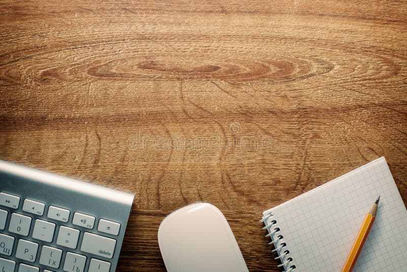 Devices, Pencil and Notes on Desk with Copy Space Stock Image - Image ...
