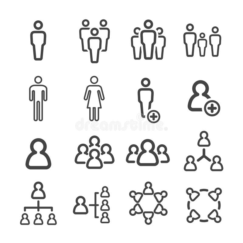 People Icon Set in Thin Line Style Stock Vector - Illustration of ...