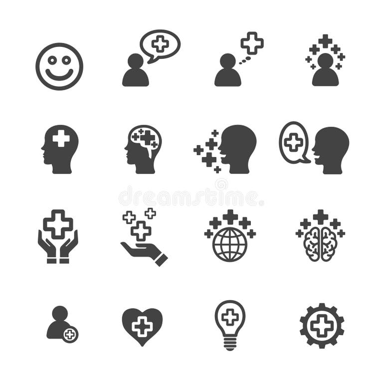 Positive thinking icon set stock vector. Illustration of vector - 136581030