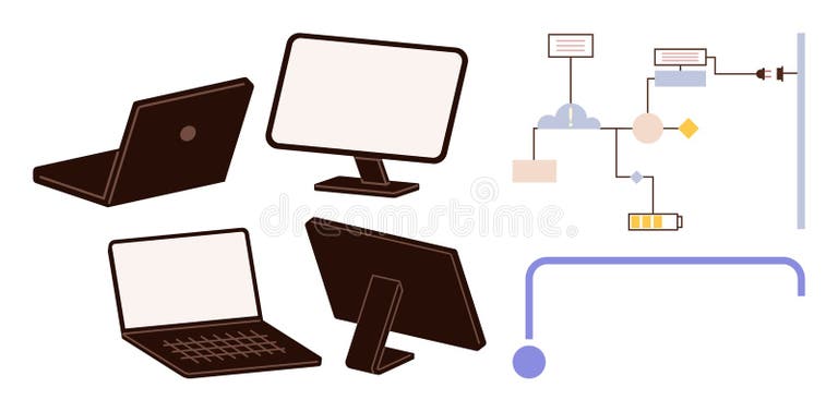 Devices and Process Flowchart Highlighting Technology, Connectivity ...