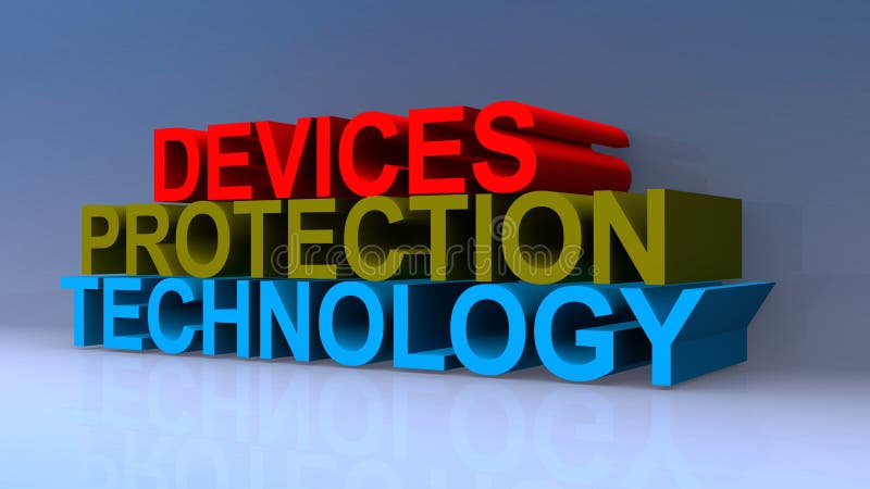Devices Protection Technology on Blue Stock Illustration - Illustration ...