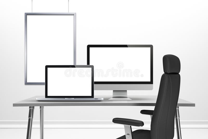 Devices Responsive Set with Blank Screen Saver Isolated on Grey ...