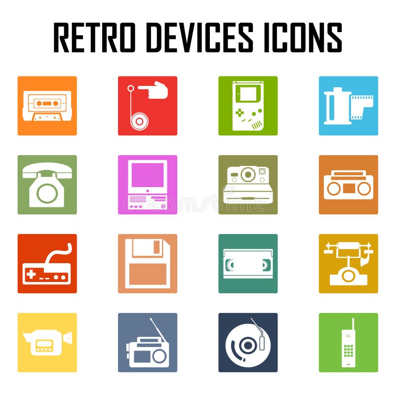 Devices retro old set icon stock vector. Illustration of digital - 70230706