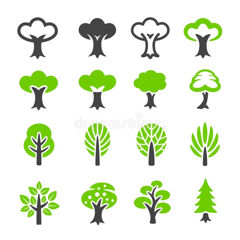 Tree Icon in 4 Different Seasons - Top View Stock Vector - Illustration ...