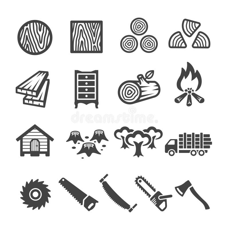 Wood icon set stock vector. Illustration of setvector - 136574129