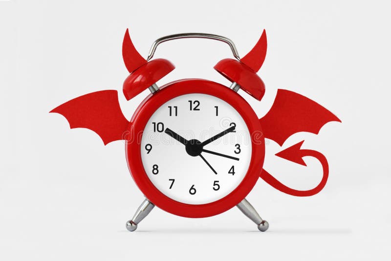 Evil alarm clock stock image. Image of hour, devil, arrows - 18436253