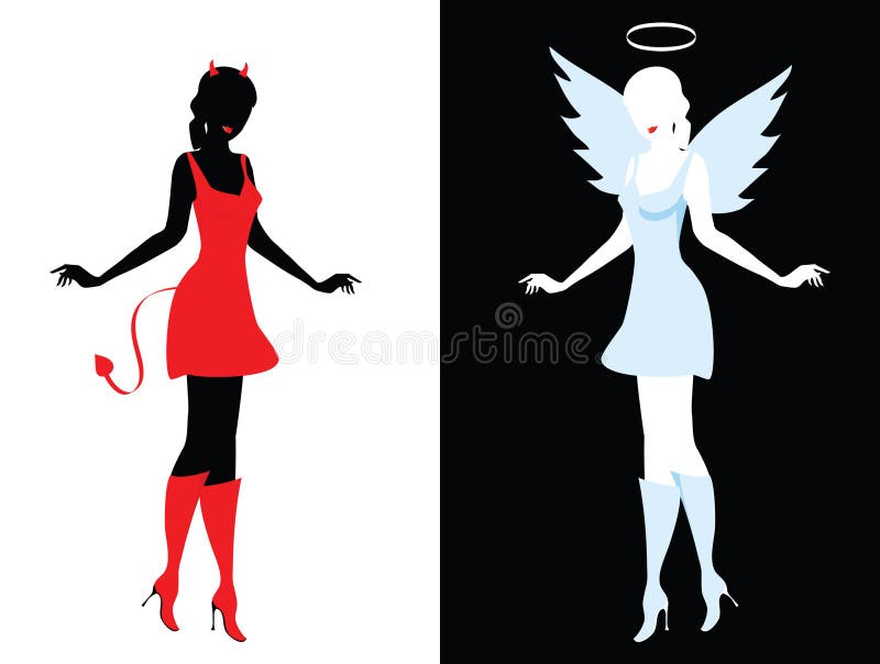 Angel and Devil Silhouettes Stock Vector - Illustration of hell ...