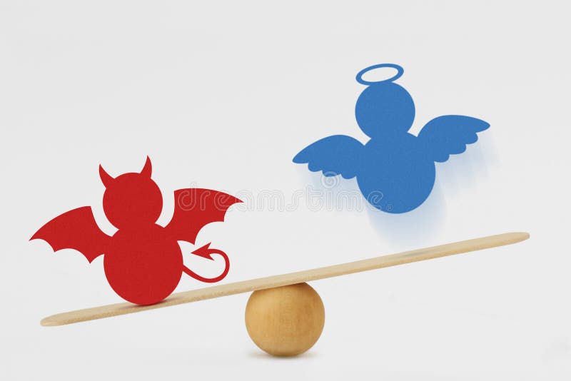Devil and Angel on Balance Scale - Predominance of Evil Over Good ...