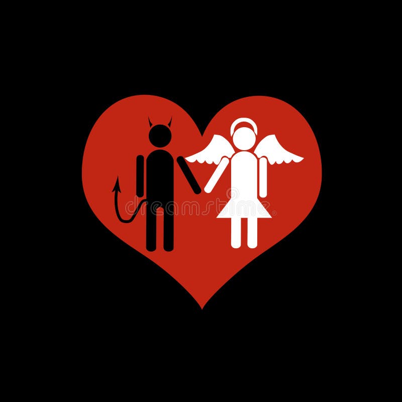 Devil and Angel in Love stock illustration. Illustration of valentines ...