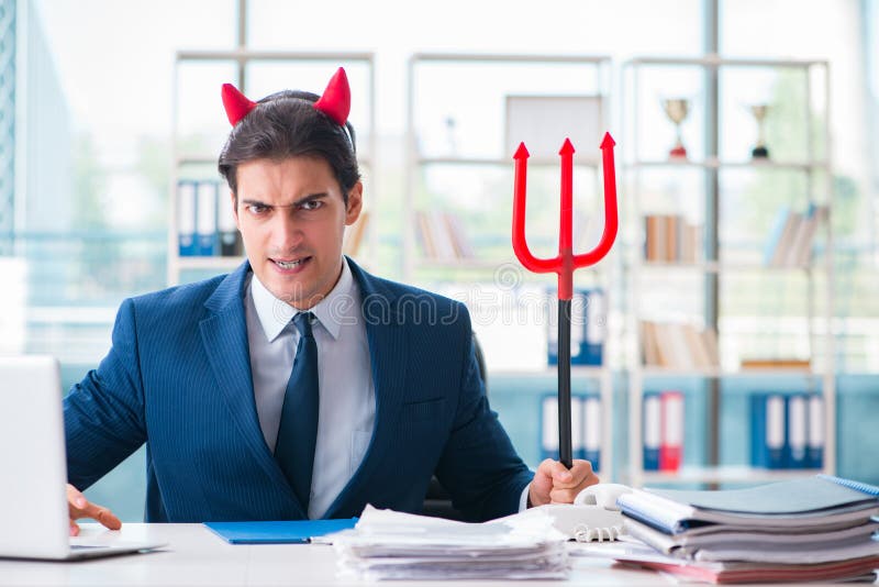 The Devil Angry Businessman in the Office Stock Image - Image of evil ...