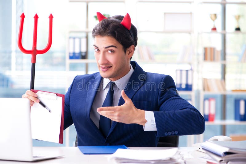 The Devil Angry Businessman in the Office Stock Photo - Image of horn ...