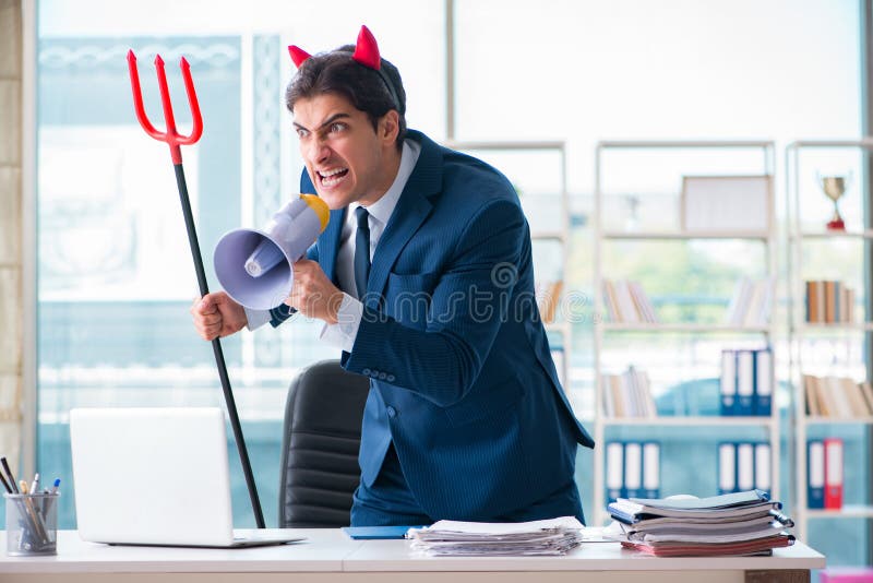 The Devil Angry Businessman in the Office Stock Photo - Image of ...