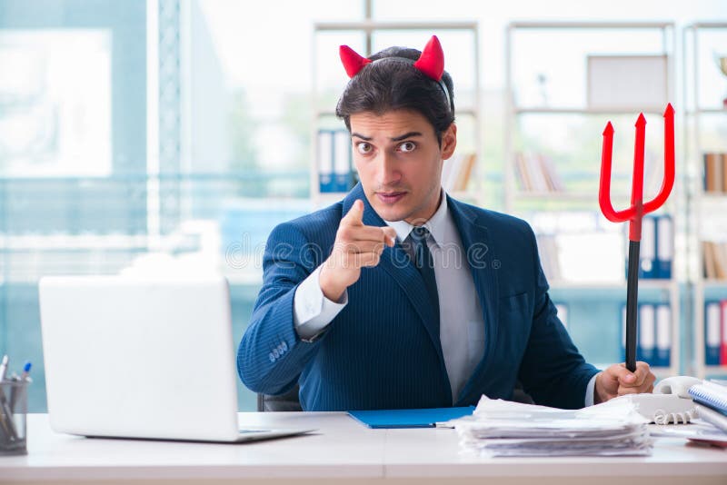 The Devil Angry Businessman in the Office Stock Image - Image of demon ...