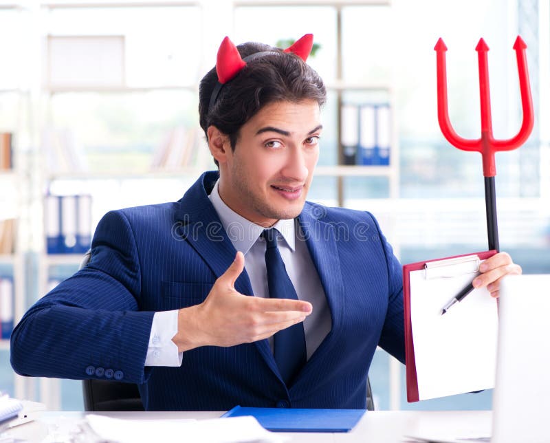 Devil Angry Businessman in the Office Stock Photo - Image of interview ...