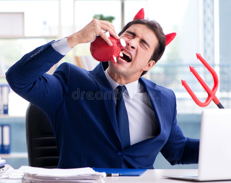 Devil Angry Businessman in the Office Stock Photo - Image of ...