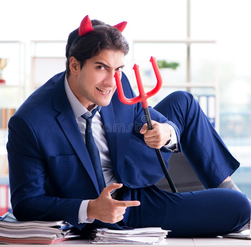Devil Angry Businessman in the Office Stock Photo - Image of male ...