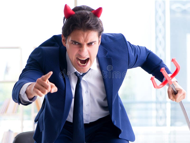 Devil Angry Businessman in the Office Stock Image - Image of corporate ...