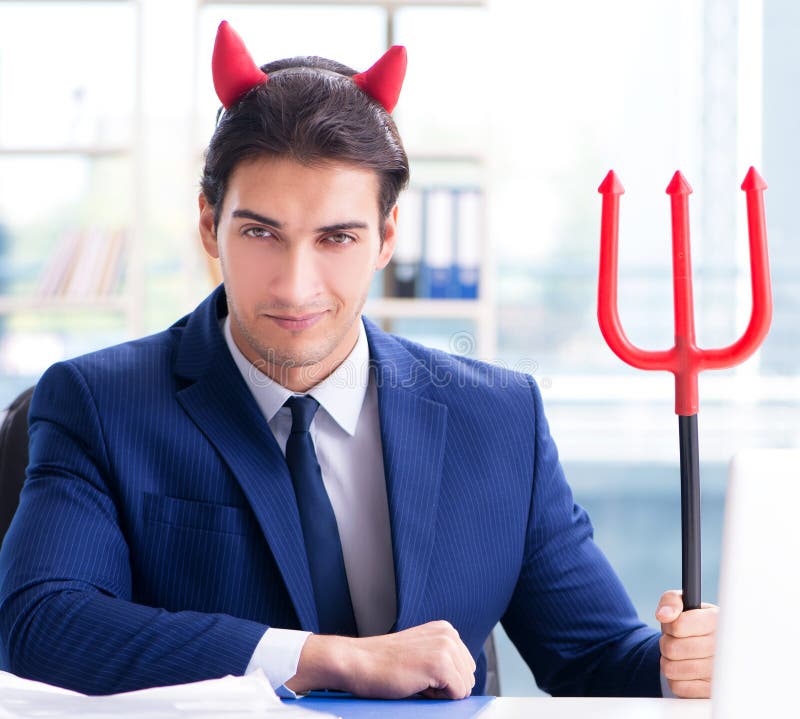 Devil Angry Businessman in the Office Stock Image - Image of ...