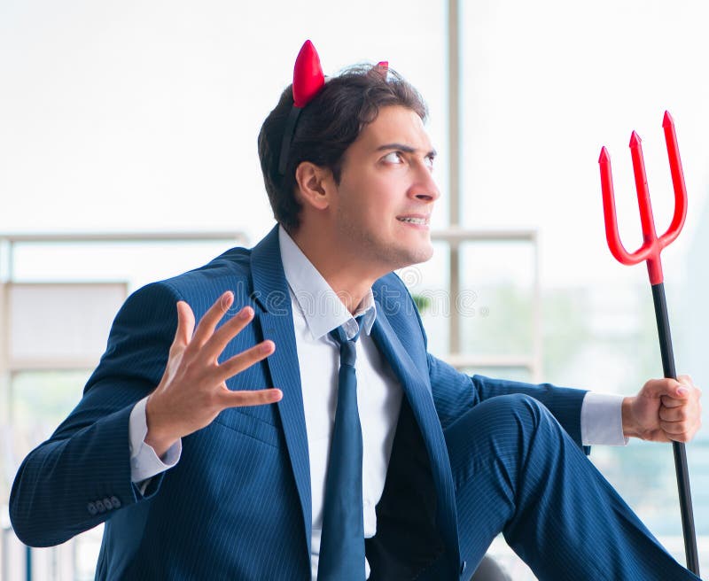 Devil Angry Businessman in the Office Stock Image - Image of aggressive ...