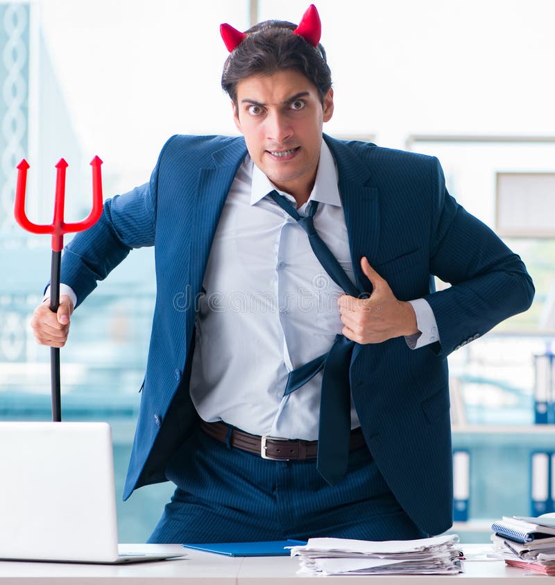 Devil Angry Businessman in the Office Stock Photo - Image of meeting ...