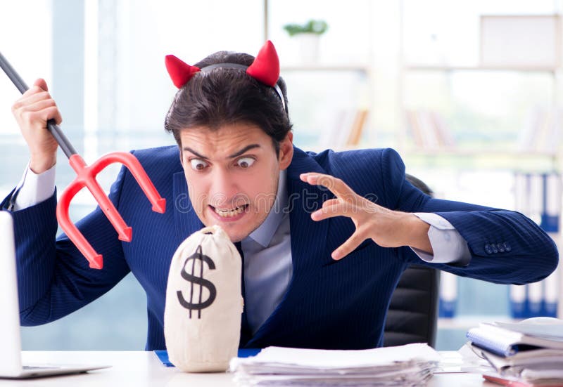 Devil Angry Businessman in the Office Stock Image - Image of executive ...