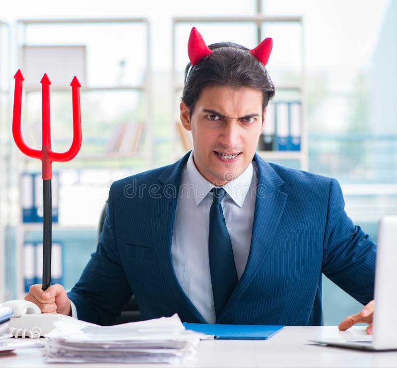 Devil Angry Businessman in the Office Stock Image - Image of hell ...