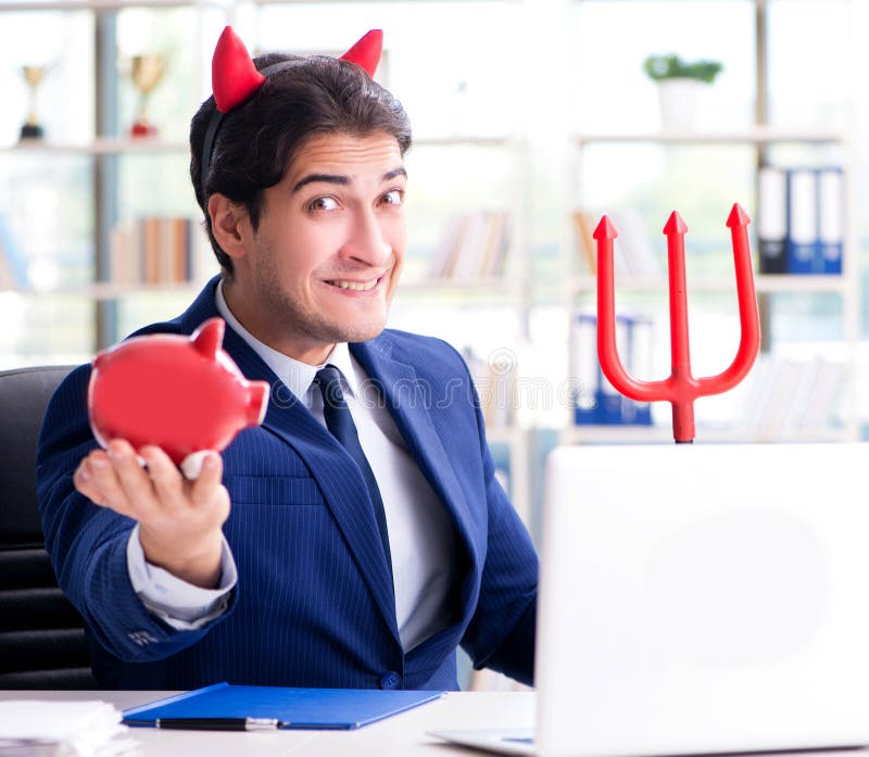 Devil Angry Businessman in the Office Stock Photo - Image of fork ...