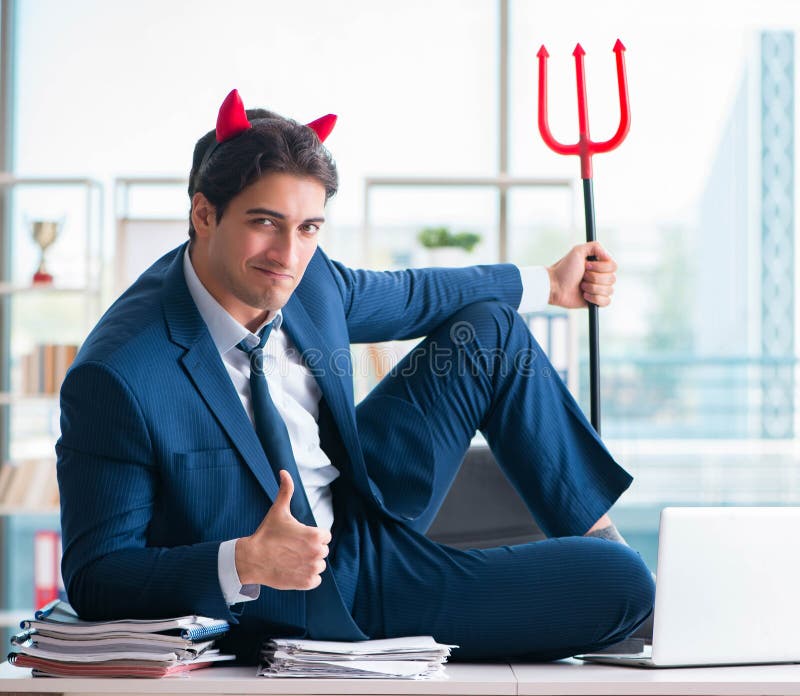 Devil Angry Businessman in the Office Stock Photo - Image of corporate ...