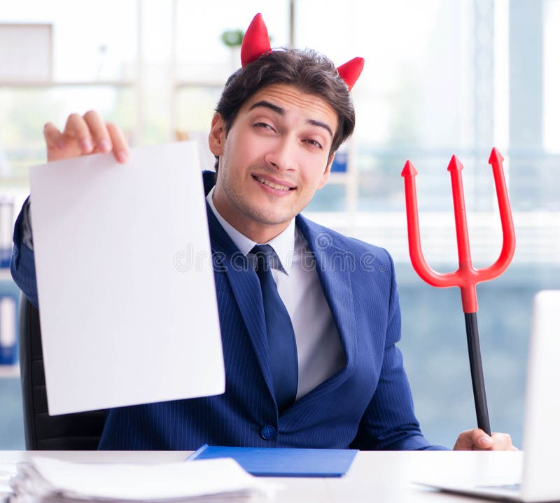 Devil Angry Businessman in the Office Stock Photo - Image of interview ...
