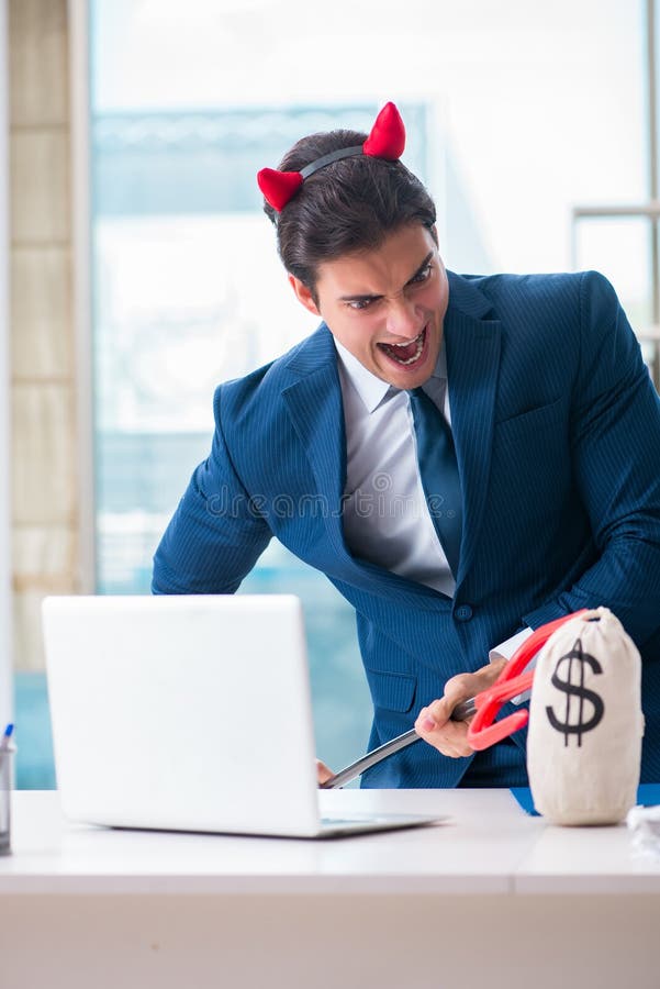 The Devil Angry Businessman in the Office Stock Image - Image of angel ...