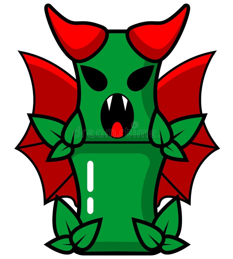 Devil bamboo mascot stock vector. Illustration of leaf - 214901251