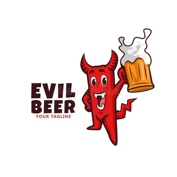 Devil Beer Logo Mascot. Smiling Evil Stock Vector - Illustration of ...