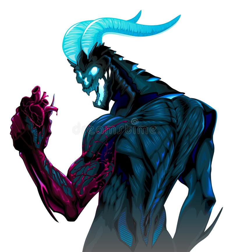 Devil with Bleeding Heart in His Hand Stock Vector - Illustration of ...