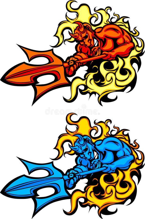 Devil / Blue Demon Mascot Vector Logos Stock Vector - Illustration of ...