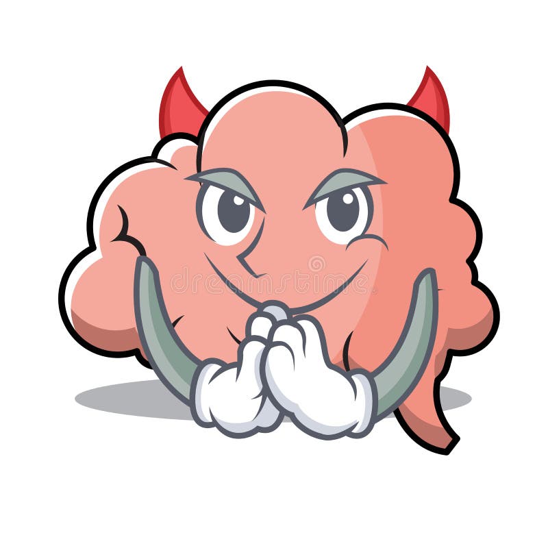 Devil Brain Character Cartoon Mascot Stock Vector - Illustration of ...