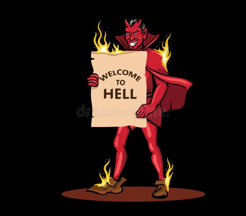 Devil Bring Wellcome To Hell Announcement Board Stock Vector ...