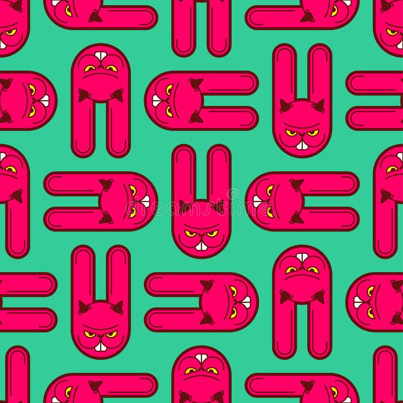 Devil Bunny Background . Angry Hare Pattern Seamless. Crazy Rabbit ...