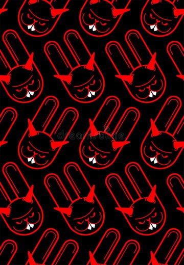 Devil Bunny Background . Angry Hare Pattern Seamless. Crazy Rabbit ...